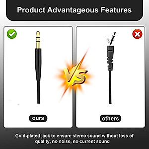 Saipomor SoundTrue Replacement Audio Cords for Bose 700 OE2 OE2i QuietComfort45 QC25 QC35II QC35 QC45 Soundlink SoundlinkII Headphones(Black)