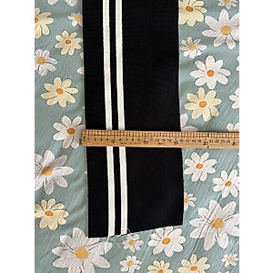 TinaKim Ribbing Knit Fabric, for Waistbands Collar Cuffs Sewing Material (White and Black, 40x8in)