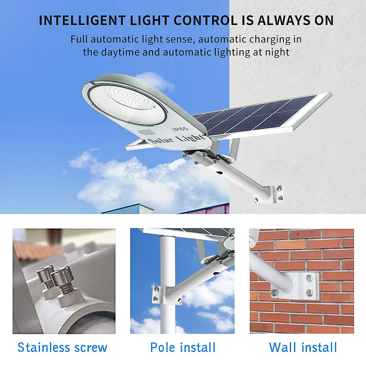 LMluluda 100W Solar Street Lights Outdoor 10000LM 6500K Solar Lights Outdoor of IP65 Waterproof, Dusk to Dawn Solar Security Lights, Solar Flood Light for Yard, Garden, Street, Patio, Front Door
