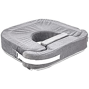 My Brest Friend Nursing Pillow for Twins | Ergonomic Breastfeeding Pillows | Supports Both Mom and Babies | Breastfeeding Essentials | Handy Side Pocket, Double Straps & Removable Cover, Dark Grey