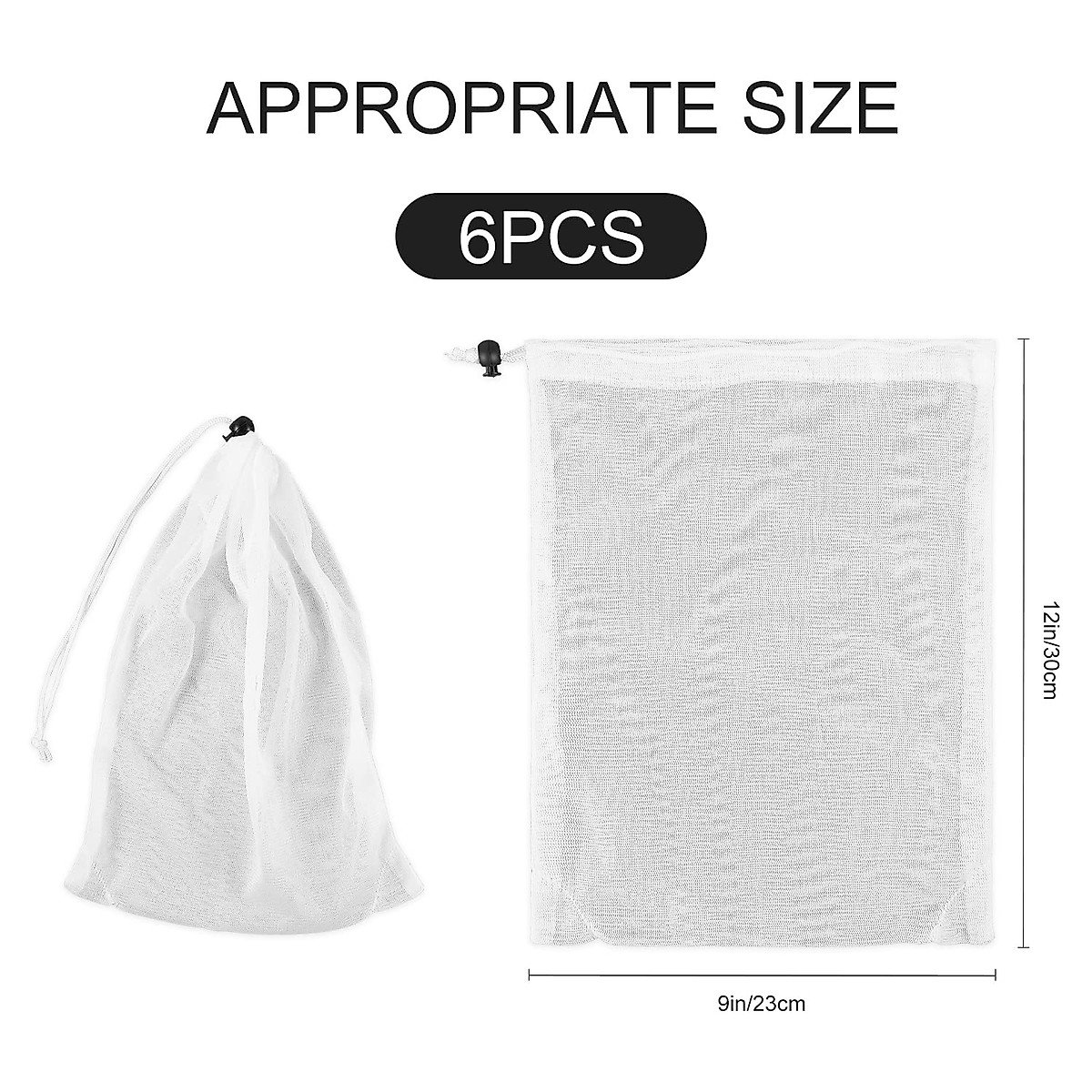 LUTER 12 x 9 Inch Pool Vacuum Mesh Bag, 6pcs Fine Mesh Replacement Bag Pool Cleaner Leaf Bag Pool Cleaner Mesh Net for Pool Vacuum Aquariums Ponds