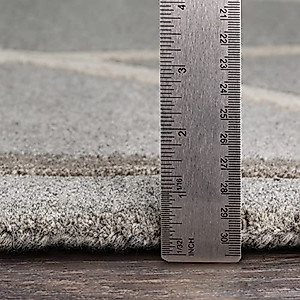 Mark&Day Wool Rugs, 8x10 Falher Modern Medium Gray Area Rug, Grey Cream Carpet for Living Room, Bedroom or Kitchen (7'6" x 9'6")