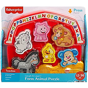 Fisher-Price Laugh & Learn Toddler Shape Sorting Toy Farm Animal Puzzle With Music & Sounds For Ages 1+ Years
