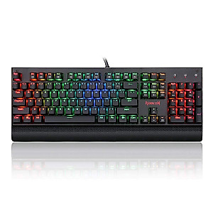Redragon K557 RGB Backlit Mechanical Gaming Keyboard with Blue Switches, Aluminum Base, Anti-ghosting 104 Keys