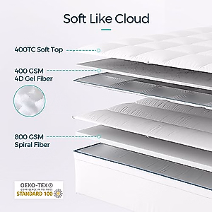 LINSY LIVING Twin Mattress Topper, Pillow Top Mattress Topper Twin with Extra Thick Down Alternative Quilted, Soft Breathable Mattress Pad Cover with 8"-12" Deep Pocket, Twin Size