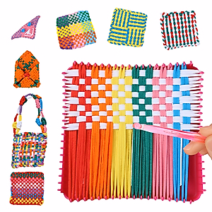BUILPLAY Weaving Loom for Kids, Makes 7 Potholders, 288 Loops in 8 Colors, Craft Kits for Girls Age 6+