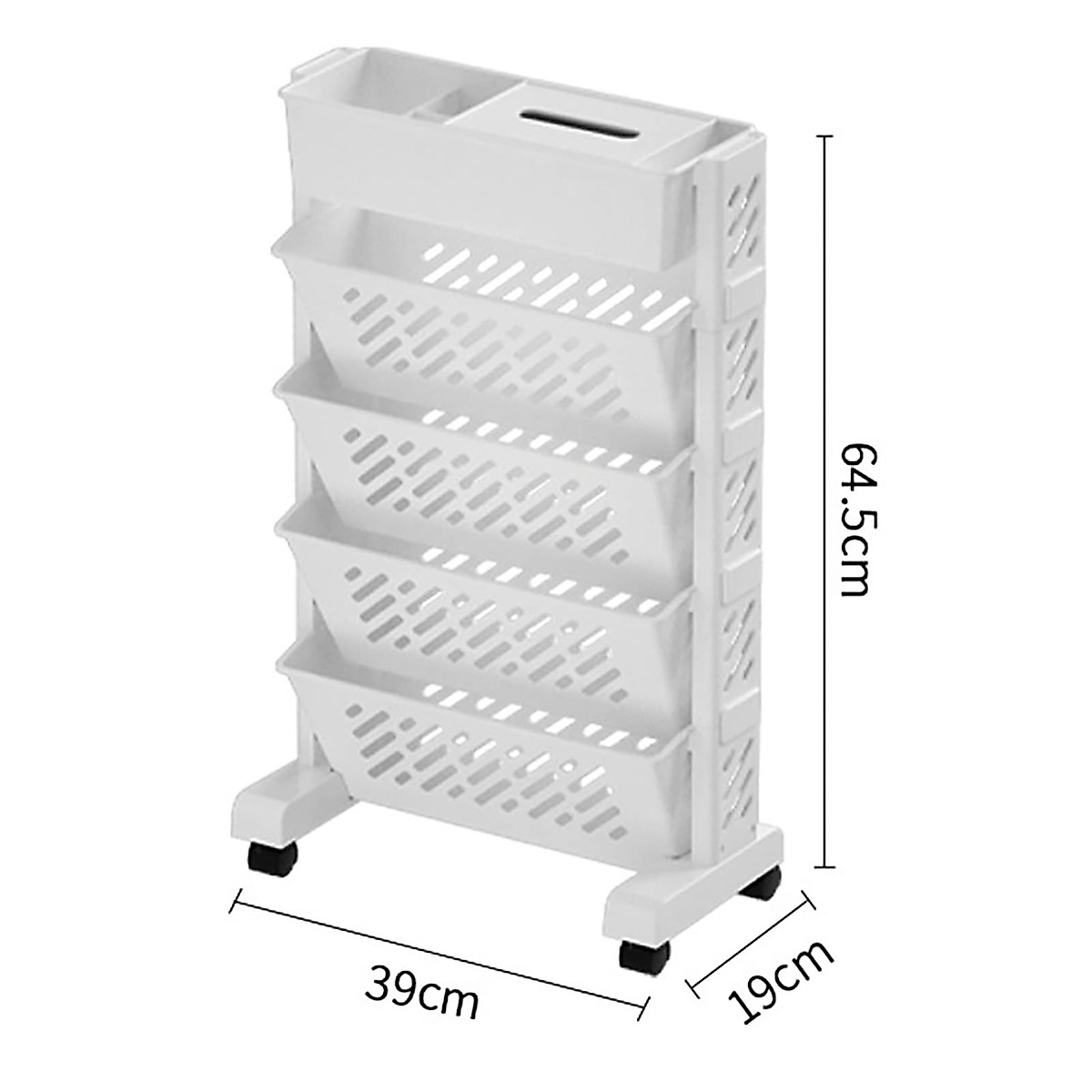 Tnfeeon Movable Bookshelf, Large Capacity Plastic Compact Stable Structure Storage Organizer Shelf for Office (5 Layer)