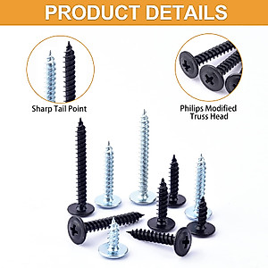 VIGRUE #8 Phillips Modified Truss Head Wood Screws Self Tapping Screws Assortment kit, 400PCS