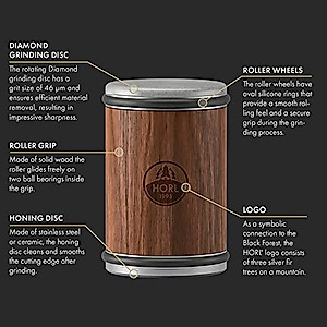 HORL 2 Walnut Rolling Knife Sharpener Engineered in Germany for Straight Edge with Industry Diamonds for Steel of any hardness and Magnetic Angle Technology with 15 & 20 Degrees