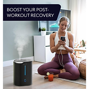 Top Fill Humidifier with Essential Oil Diffuser 4L for Home, Baby, Bedroom, Large Room & Indoor Plants, Cool Mist Ultrasonic Quiet Air Humidifiers, Automatic Humidity Control, Night Light (Black)