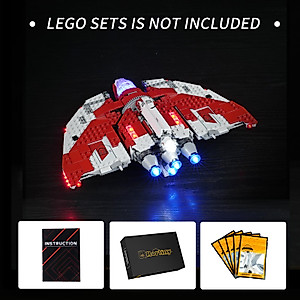 Rorliny LED Light Kit for Lego Star Wars Ahsoka Tano's T-6 Jedi Shuttle 75362 Building Set, Creative Lighting kit Compatible with Lego 75362-Remote Control Version (Lights Only, No Lego Set)