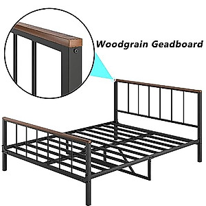 Anwick Queen Size Platform Bed Frame with Headboard and Footboard, Modern Simple Queen Bed Frame with Underneath Storage,Heavy Duty Steel Slat Support,No Box Spring Needed,Easy Assemble