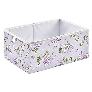 Kigai Storage Basket Flowers Pattern Foldable Storage Bin 11 X 11 X 11 Inches Cube Storage Baskets Box for Shelves Closet Laundry Nursery Bedroom Home Decor