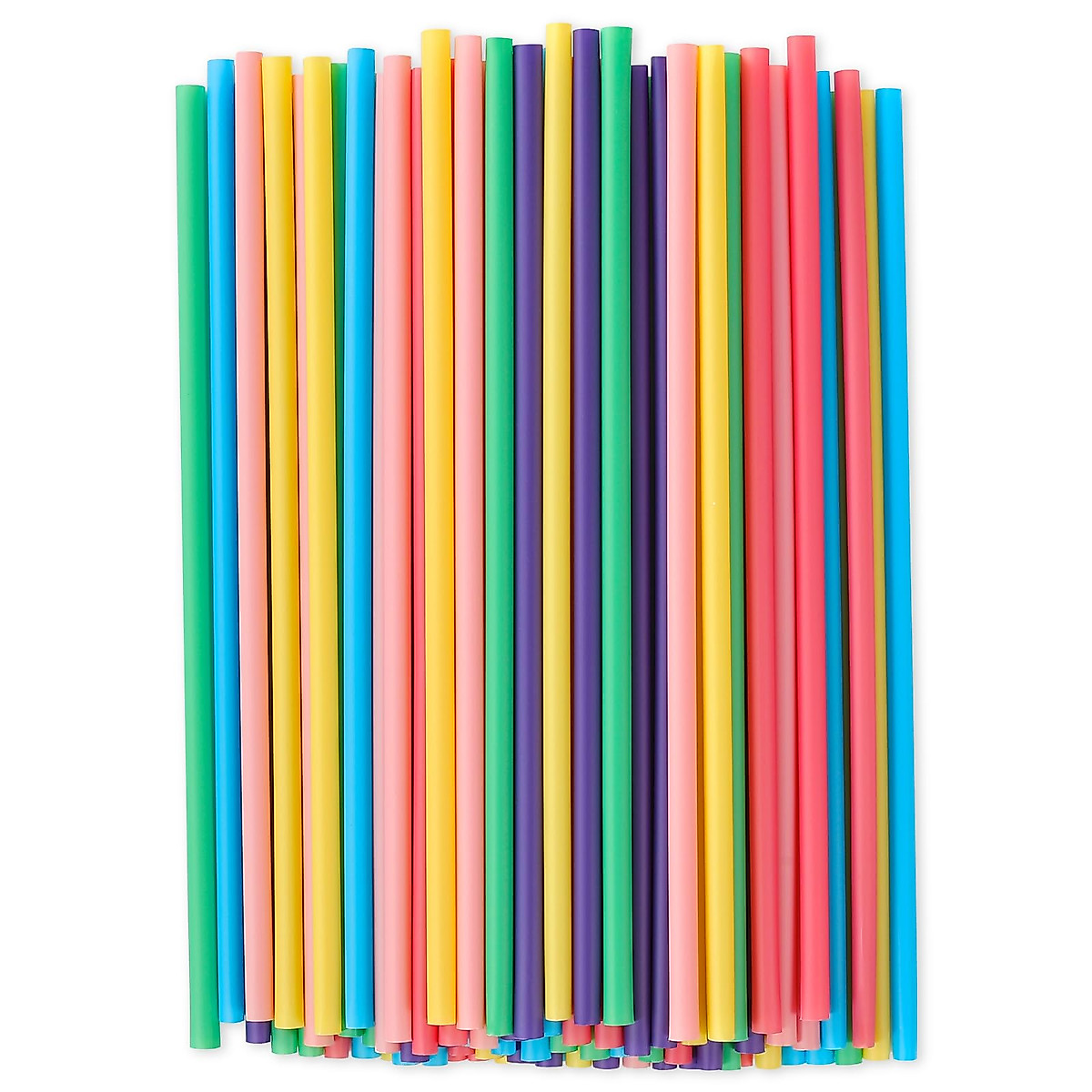 [100 Pcs] Biodegradable Compostable Disposable Colorful Straws - PLA Plant Based Drinking Straws for Juice Coffee Cocktail Cold Drinks (8.25" LongX0.23" Wide)