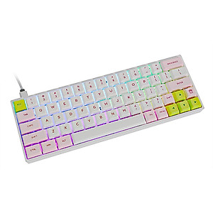 EPOMAKER SK64S Hot Swappable Bluetooth 5.1 Wireless/Wired Mechanical Keyboard with RGB Backlit, PBT Keycaps for Win/Mac/Gaming (Gateron Optical Red, Pink White)
