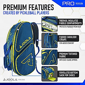 JOOLA Tour Elite Pro Pickleball Bag – Backpack & Duffle Bag for Paddles & Pickleball Accessories – Thermal Insulated Pockets Hold 4+ Paddles - Includes Fence Hook (Navy/Yellow)