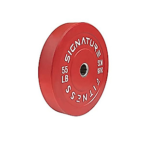 Signature Fitness 2" Olympic Bumper Plate Weight Plates with Steel Hub, 55LB Single, Colored