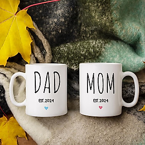 Fatbaby New Mom and Dad Coffee Mug,Pregnancy Gifts for New Parents Est 2024, First Time Parents Gifts, New Parents Gifts for Couples,Baby Shower Gifts 11OZ
