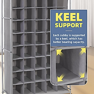 STORAGE MANIAC Shoe Cubby Organizer, Free Standing Shoe Cube Rack for Entryway, Bedroom, Apartment, Closet, 40-Cube Gray