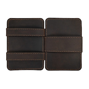 Hide & Drink, Slim Magic Wallet, Cards and Cash Organizer - Handmade from Full Grain Leather - Bourbon Brown