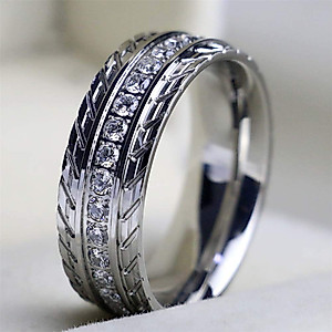 Two Rings His Hers Wedding Ring Sets Couples Matching Rings Women's 2pc White Gold Filled Square CZ Wedding Engagement Ring Bridal Sets & Men's Titanium Wedding Band