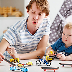 31 Pieces Mini Finger Toys Set Finger Skateboards for Kids Mini Finger Bikes Tiny Swing Board with Replacement Wheels and Tools Fingertip Movement Party Favors for Kids Gifts for Ages 6 and up