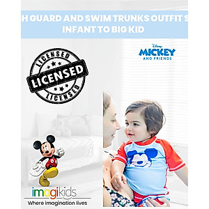 Disney Mickey Mouse Toddler Boys Rash Guard and Swim Trunks Set Blue/Multicolor 4T