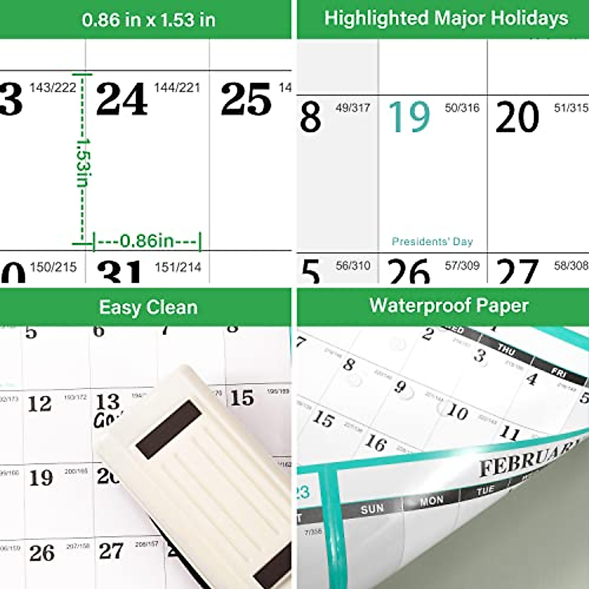 Erasable Calendar 2023-2024 - 12 Monthly Wall Calendar 2023-2024 from July 2023 to June 2024, Dry Erase Calendar with Julian Date, 34.6 x 23 Inches, Calendar Waterproof Material is Easy to Erase, folded and packaged by envelope paper, which makes the cale
