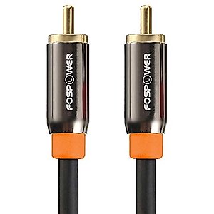 FosPower (6 Feet Digital Audio Coaxial Cable [24K Gold Plated Connectors] Premium S/PDIF RCA Male to RCA Male for Home Theater, HDTV, Subwoofer, Hi-Fi Systems