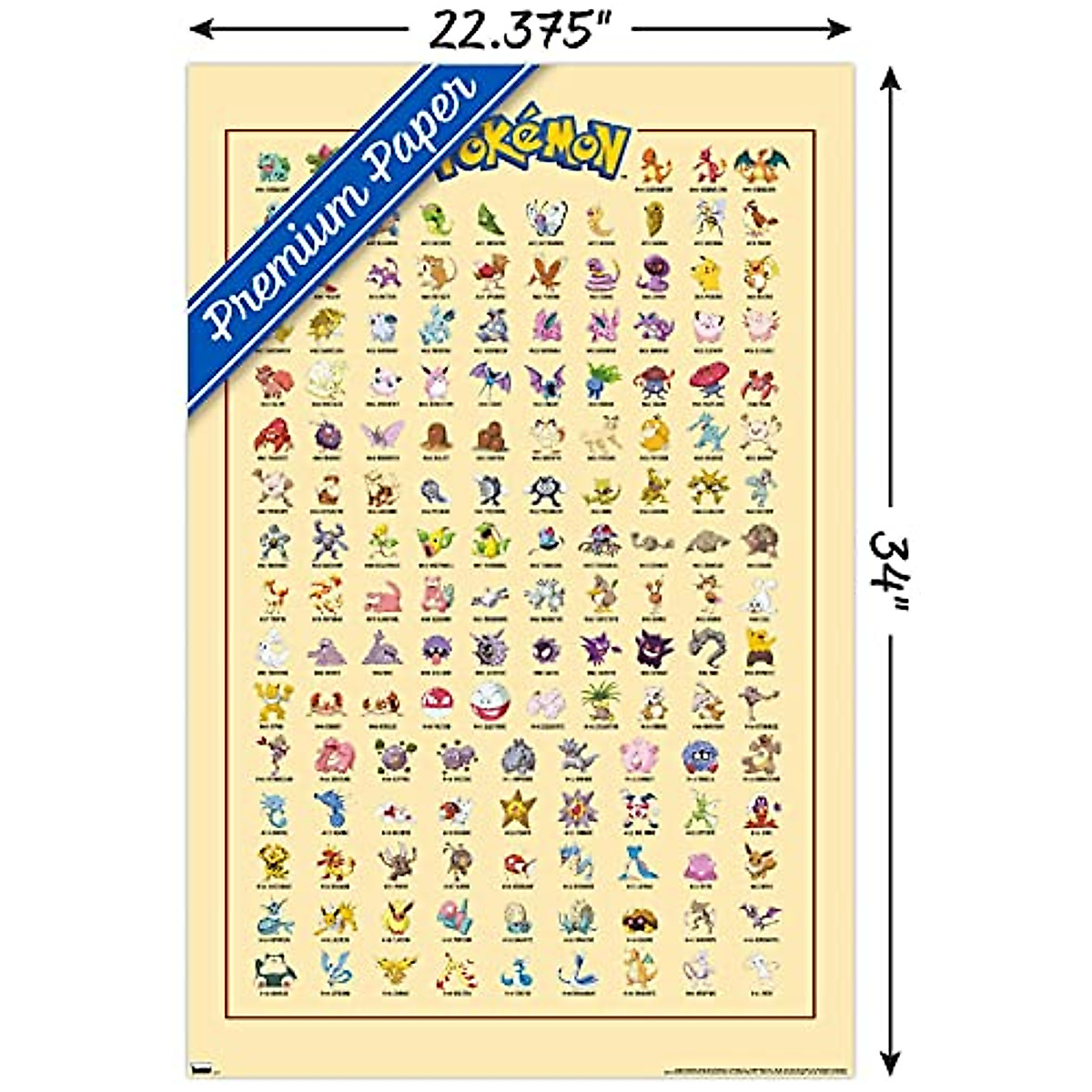 Trends International Pokémon - Kanto Grid Wall Poster, 22.375" x 34", Premium Unframed Version