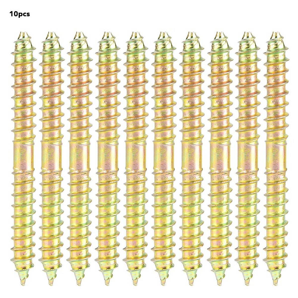 10pcs 660mm Dowel Screw Double Ended Self Tapping Threaded Bolts Woodworking Furniture Connector Studs Rods Bars Double Ended Rod Connector Double-Ended Rod Connector self Tapping Rod