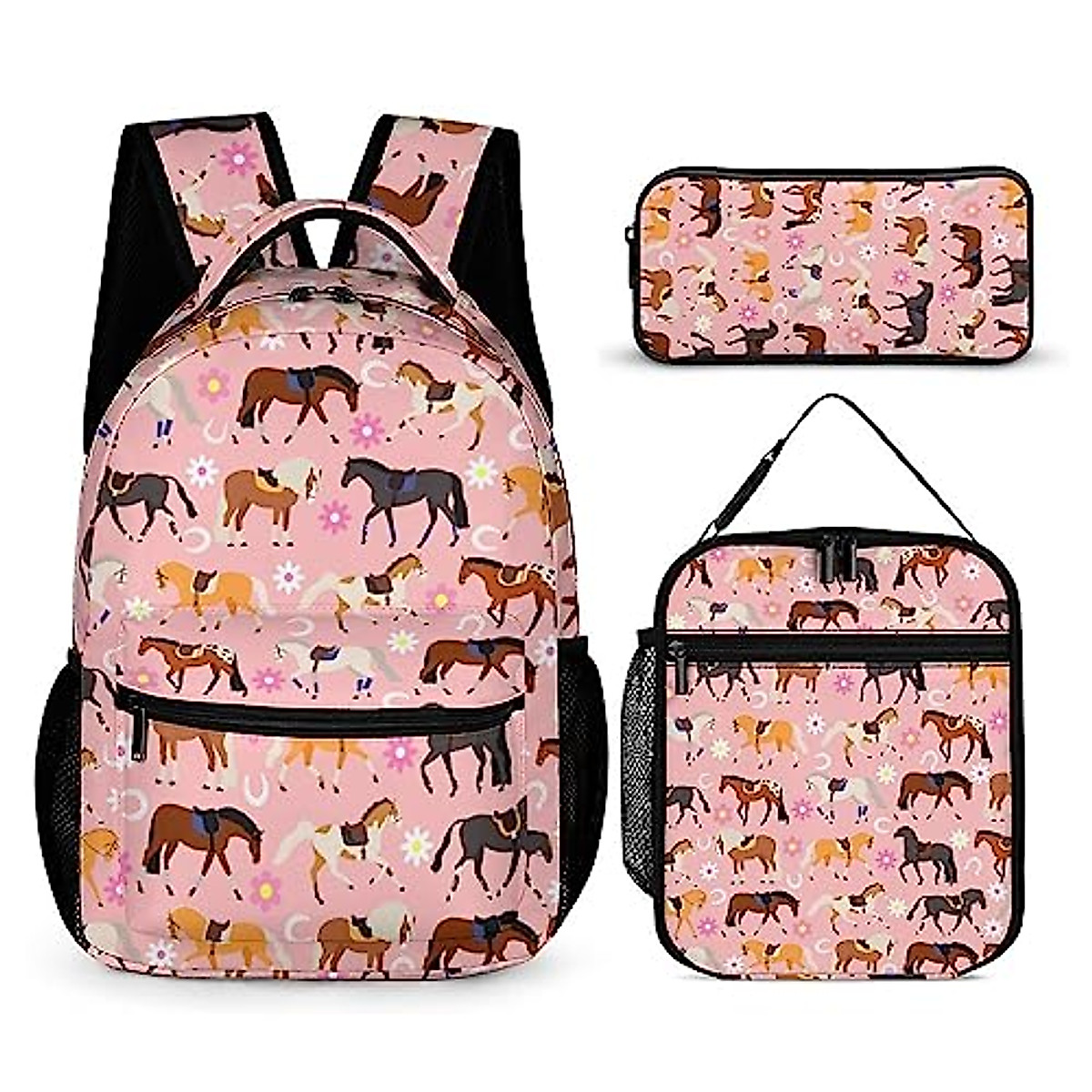 DTCCET Cartoon Horse Backpack, Horse Laptop Bag Cute Shoulders Backpack with Multiple Pockets, Horse Lovers Daypack(Horse)
