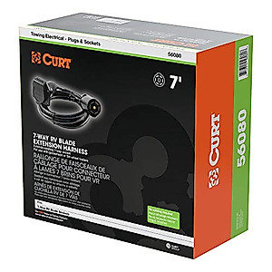 CURT 56080 7-Foot Vehicle-Side Truck Bed 7-Pin Trailer Wiring Harness Extension , Black