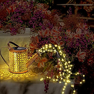 Outdoor Solar Watering Can Lights with holder, Solar Garden Lights, Metal Solar Lanterns Waterproof Garden Decor String Lights,Hanging Solar Lights for Yard Landscape,Pathway,Lawn,Patio,Walkway,Party
