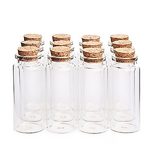 Danmu 30ml 1.18" x 2.75" Mini Glass Bottles, Jars with Wood Cork Stoppers, Tiny Glass Jars, Wishing Bottles, Message Bottle for Wedding Favors, Halloween Decorations, Baby Shower Favors(12Pcs)