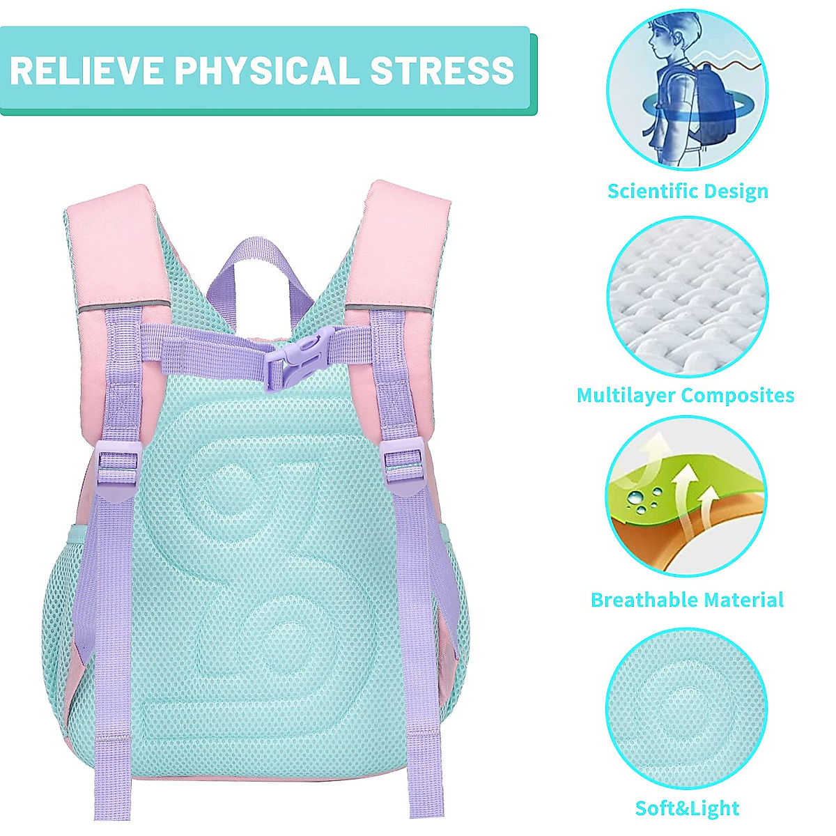 DNSHAN 3D Animal Toddler Bag Girls Boys, Preschool Kindergarten Daycare Nursary Travel Mini Toddler Bookbag with Anti-Lost Safety Rope,School Bag for Baby Girl Boy 1-4 Years,Unicorn