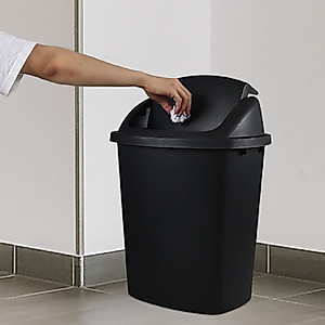 EudokkyNA 4 Pack 40 Liter Swing Lid Kitchen Garbage Can, Plastic Trash Can with Lid, Black