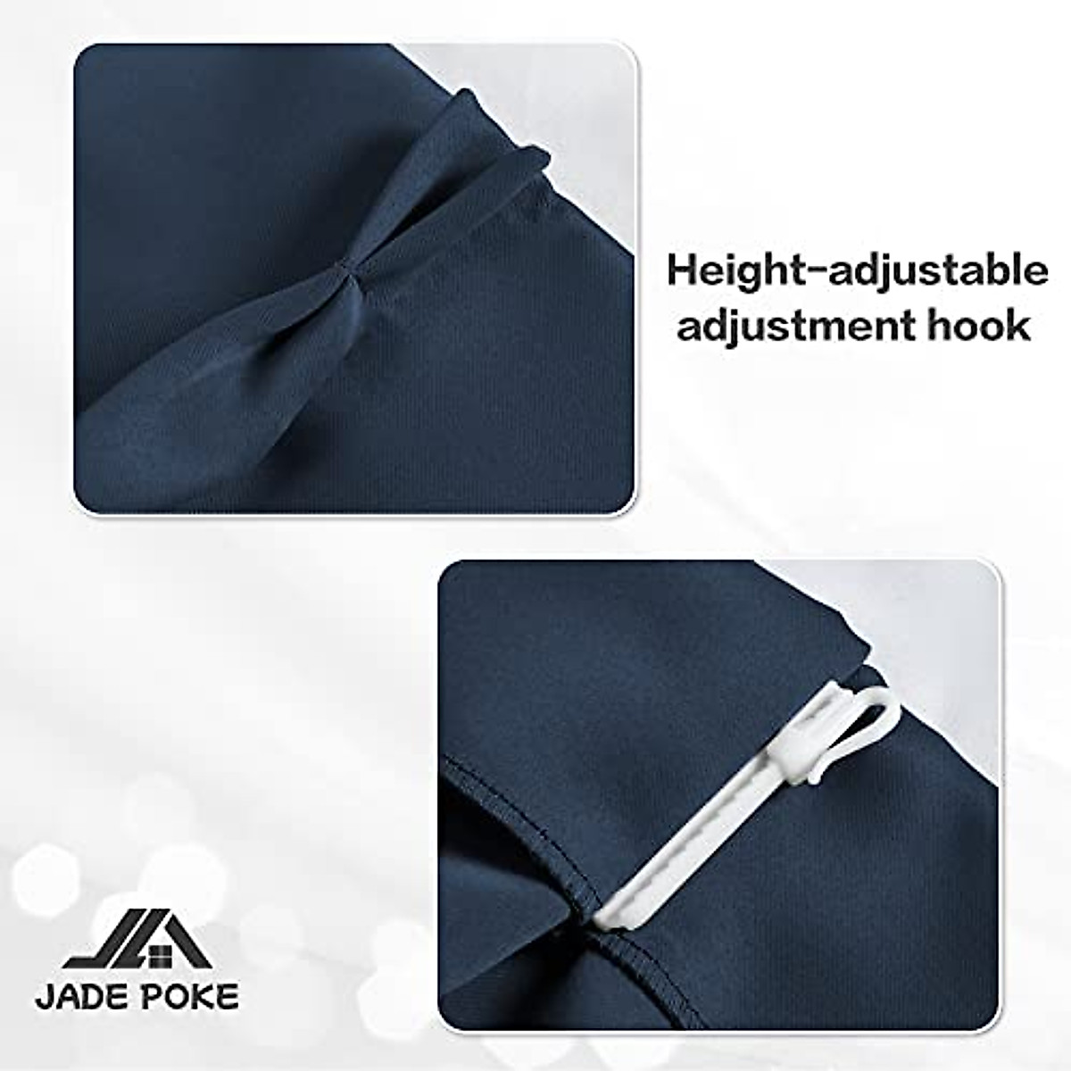 JADE POKE 2 Panels Navy Pinch Pleat Blackout Sunblock Small Curtains for Kitchen, Thermal Insulated Energy Saving Solid Window Curtain Panel for Kid Room, Each is 100CMx110CM