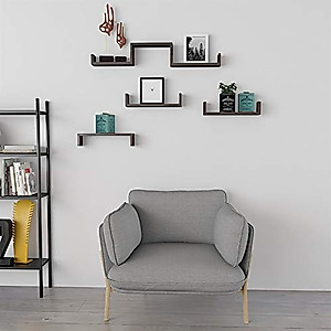 Kcelarec Floating Shelves Wall Mounted, Solid Wood Wall Shelves (Black)