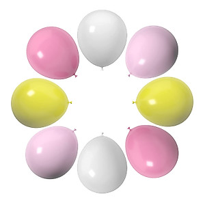JODIDI 60 Pack 12 Inch Pink Yellow And White Latex Balloons, Birthday Wedding Baby Shower Party Balloons (Pink Yellow And White)