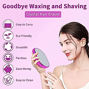 Crystal Hair Eraser, Painless Hair Removal and Exfoliation - Bleame Hair Eraser - Ideal Hair Remover Tool for Arms and Legs, Portable Mild Hair Remover, Reusable - Purple