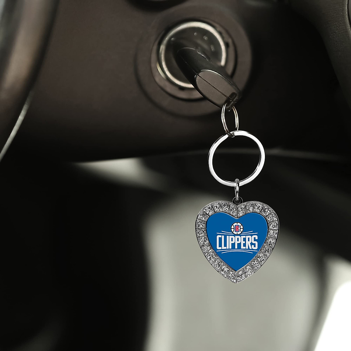 Rico Industries NHL Dallas Stars Bling Heart Key Chain Rhinestone Heart Keychain 3.5"x1.5"