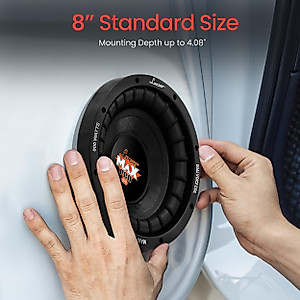 Lanzar 8 inch Car Subwoofer Speaker - Black Non-Pressed Paper Cone, Aluminum Voice Coil, 4 Ohm Impedance, 800 Watt Power and Foam Edge Suspension for Vehicle Audio Stereo Sound System - MAXP84