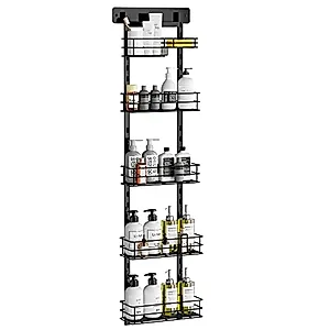 ODesign 5 Tiers Shower Caddy Organizer Bathroom kitchen Shelves Storage Basket Wall Mounted - Black