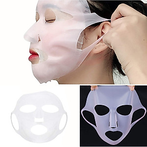 Angzhili 2 Pack Silicone Moisturizing Mask for Sheet Mask,Reusable Facial Mask Cover with Hook,Sheet Mask Cover for Slow Down the Evaporation of Mask Essence,Face Care Tool (White)