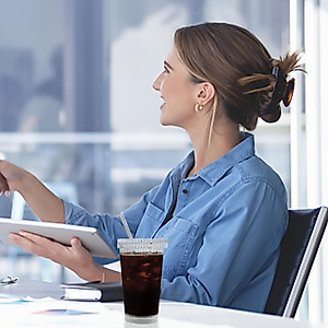 MEFFE Ribbed Glass Stem-ware, Glass Tumbler Stripe Glass Cup, Elegant Ribbed Glass Tumblers, Ribbed Glass Drinking Jars, Coffee Cup With Lid and Straw Drinking Glasses for Iced Coffee, Milk, Tea, Jui