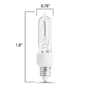Feit Electric BPQ50/CL/MC/RP 50-Watt T3 Halogen Bulb with Mini Candelabra Base, Clear
