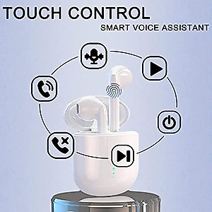 GGGame Wireless Earbuds，Bluetooth 5.3 Noise Cancelling Earbuds，Bluetooth Headphones 3D HiFi Stereo Bass， IPX7 Waterproof Sports Touch Control with USB-C Fast Charge Mini Charging Case for Android iOS