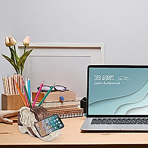 MOKANI Pen Pencil Holder with Phone Stand, Multifunctional Elephant Shaped Desk Organizer Desk Decor Elephant Gifts for Women Cute Desk Accessories Home Office Decoration Thanksgiving Christmas Gift