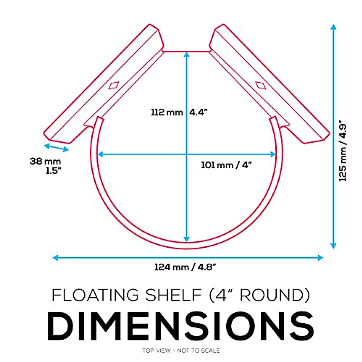 BRAINWAVZ 4” Small Floating Shelf, Adhesive & Screw in, for Bluetooth Speakers, Cameras, Plants, Toys, Books & More, Easy to Install Shelves Wall Mount (White)